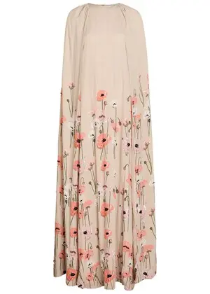 Bernadette Cape-effect Crepe Maxi Dress - Beige