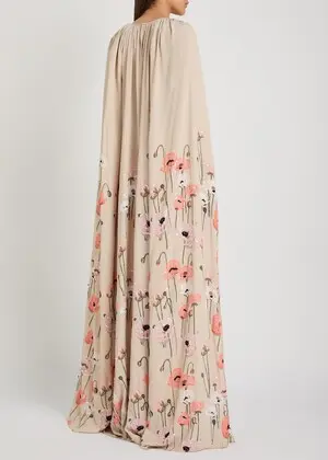 Bernadette Minnie Cape-effect Crepe Maxi Dress With Floral Sequins