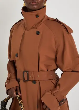 Saint Laurent Double-breasted Cotton And Silk-blend Trench Coat - Moca