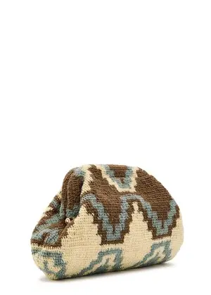 AMONG EQUALS Bilum Patterned Wool-blend Clutch - Brown