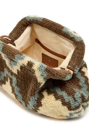 AMONG EQUALS Bilum Patterned Wool-blend Clutch - Brown
