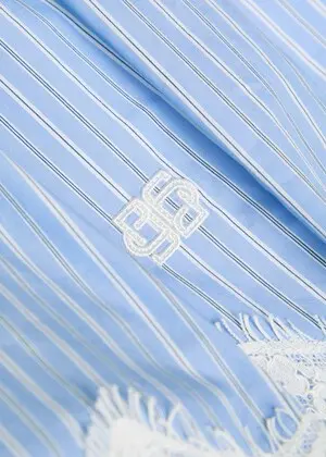 Simkhai Emmie Striped Lace-trim Cotton-poplin Shorts - Blue