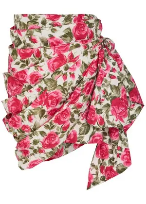 Chloé Floral-print Cotton-poplin Knee-length Wrap Skirt - Pink