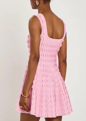 Simkhai Vanna Scalloped Knit Mini Dress - Pink