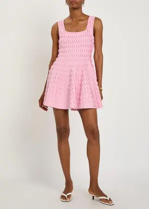Simkhai Vanna Scalloped Knit Mini Dress - Pink