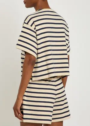 Moncler Striped Cotton T-shirt With Lace Insert