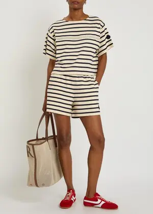 Moncler Striped Cotton T-shirt With Lace Insert