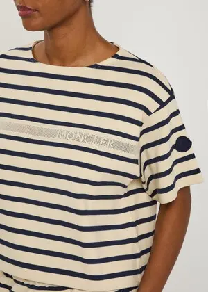 Moncler Striped Cotton T-shirt With Lace Insert