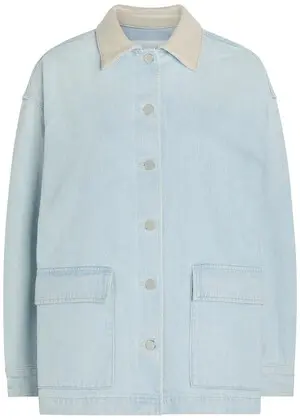 AGOLDE X Maria Mcmanus Leather-trimmed Denim Jacket - Light Blue