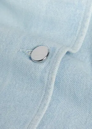 AGOLDE X Maria Mcmanus Leather-trimmed Denim Jacket - Light Blue