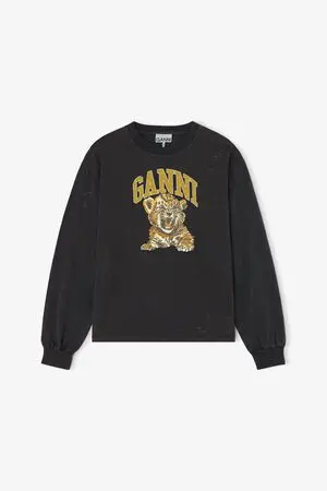 GANNI Long Sleeve Tiger Graphic T-shirt