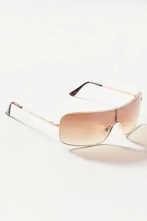 Anthropologie Shield Aviator Sunglasses - Gold
