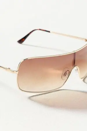 Anthropologie Shield Aviator Sunglasses - Gold