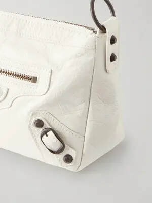Balenciaga Le City Moto Mini Crinkled-leather Shoulder Bag