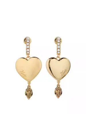 Kurt Geiger Large Heart Crystal-embellished Earrings - Gold