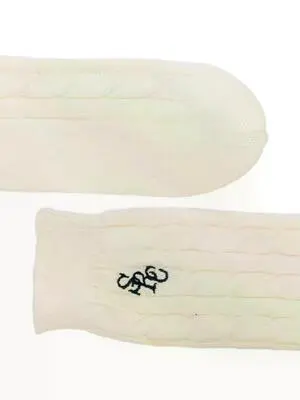 SPORTY & RICH Cable-knit Logo-embroidered Socks