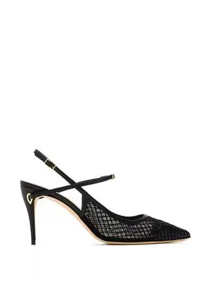 Jennifer Chamandi Edoardo 85 Mesh-panelled Leather Pumps