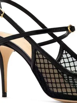 Jennifer Chamandi Edoardo 85 Mesh-panelled Leather Pumps