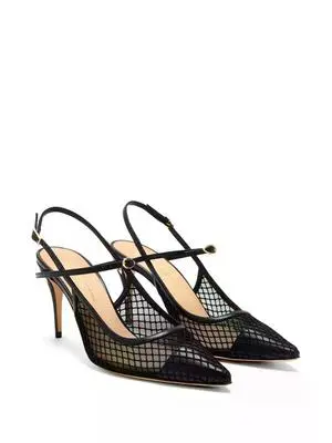 Jennifer Chamandi Edoardo 85 Mesh-panelled Leather Pumps