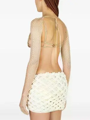 ISA BOULDER Ecru Woven Sleeve Top