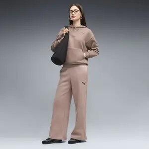 PUMA Elevated Essentials Fleece Wide Leg Sweatpants - Beige