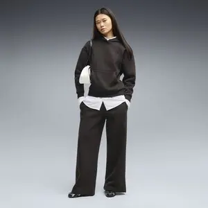 PUMA Elevated Essentials Fleece Wide Leg Sweatpants - Black