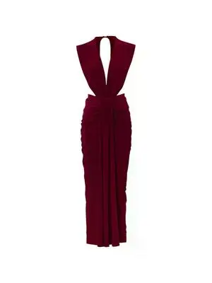 BAOBAB Nia V-neck Ruched Maxi Dress - Red