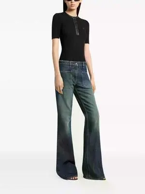 COURREGES Ribbed Knit T-shirt With Vinyl Trim