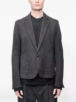 THE VIRIDI-ANNE Herringbone-pattern Notch-lapels Blazer - Black