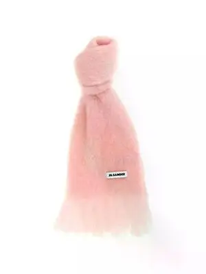 JIL SANDER Logo-patch Fringed Scarf - Pink