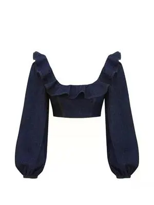 Zimmermann Aster Ruffled Top - Blue