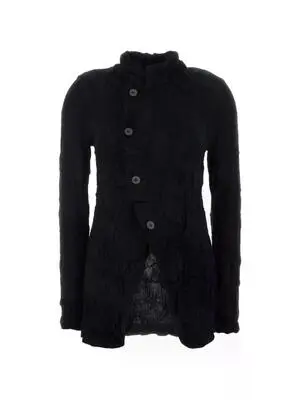 Y’s Crinkled Finish Asymmetric Cardigan - Black