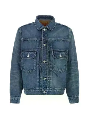 Y’s Pleated-detail Denim Jacket - Blue