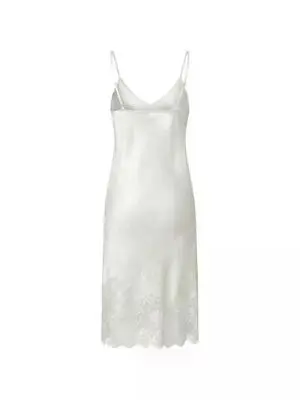 ALMAZ Past Midnight Lace-trim Satin Midi Dress