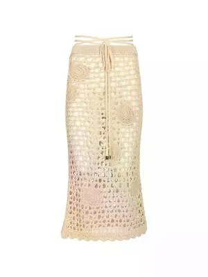 Attico Crochet-knit Midi Skirt - Neutrals