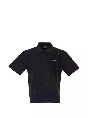 Carhartt Work In Progress Logo Embroidered Paint-splatter Polo Shirt - Blue