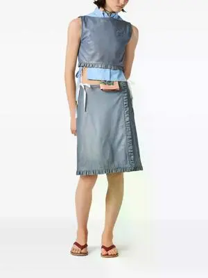 Miu Miu Nappa Leather Ruched Skirt