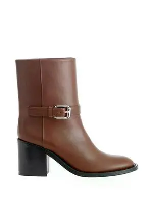 Burberry Buckle-detail Leather Ankle Boots