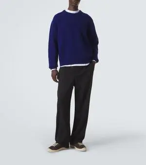 JIL SANDER Ribbed Crewneck Wool Sweater - Blue