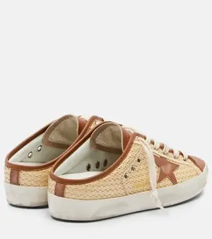 GOLDEN GOOSE Super-star Raffia And Leather Mules