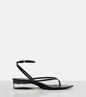 Alaïa Invisible Patent Leather Thong Sandals With Buckle-fastening Ankle Strap