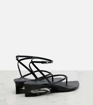 Alaïa Invisible Patent Leather Thong Sandals With Buckle-fastening Ankle Strap