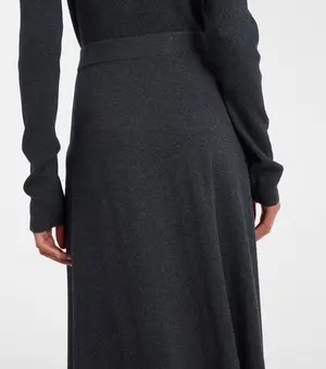 LISA YANG Adrienne Cotton And Cashmere Midi Skirt - Grey