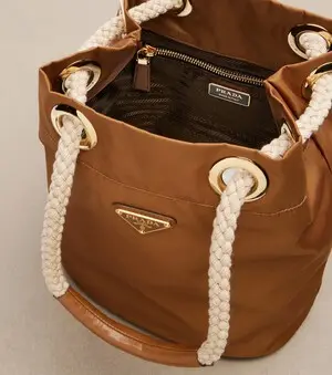 Prada Re-nylon Small Bucket Bag - Brown