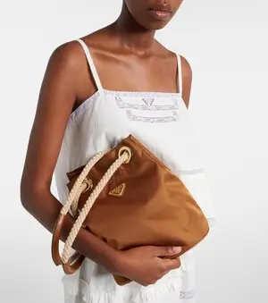 Prada Re-nylon Small Bucket Bag - Brown