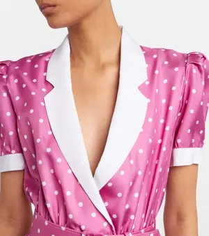 RODARTE Belted Polka Dot Silk Midi Dress