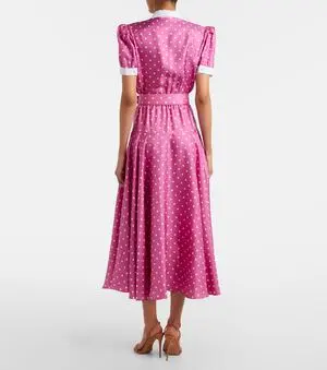 RODARTE Belted Polka Dot Silk Midi Dress