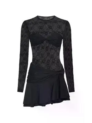 MARINE SERRE Moonogram Sheer Mini Dress - Black