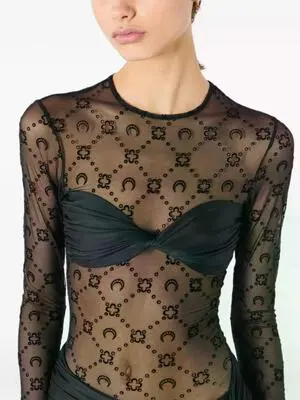 MARINE SERRE Moonogram Sheer Mini Dress - Black