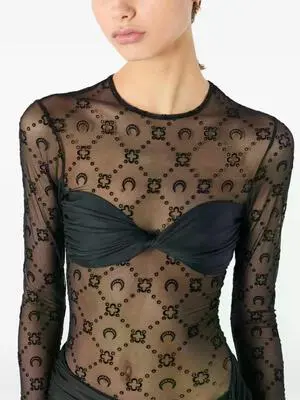 MARINE SERRE Moonogram Sheer Mini Dress